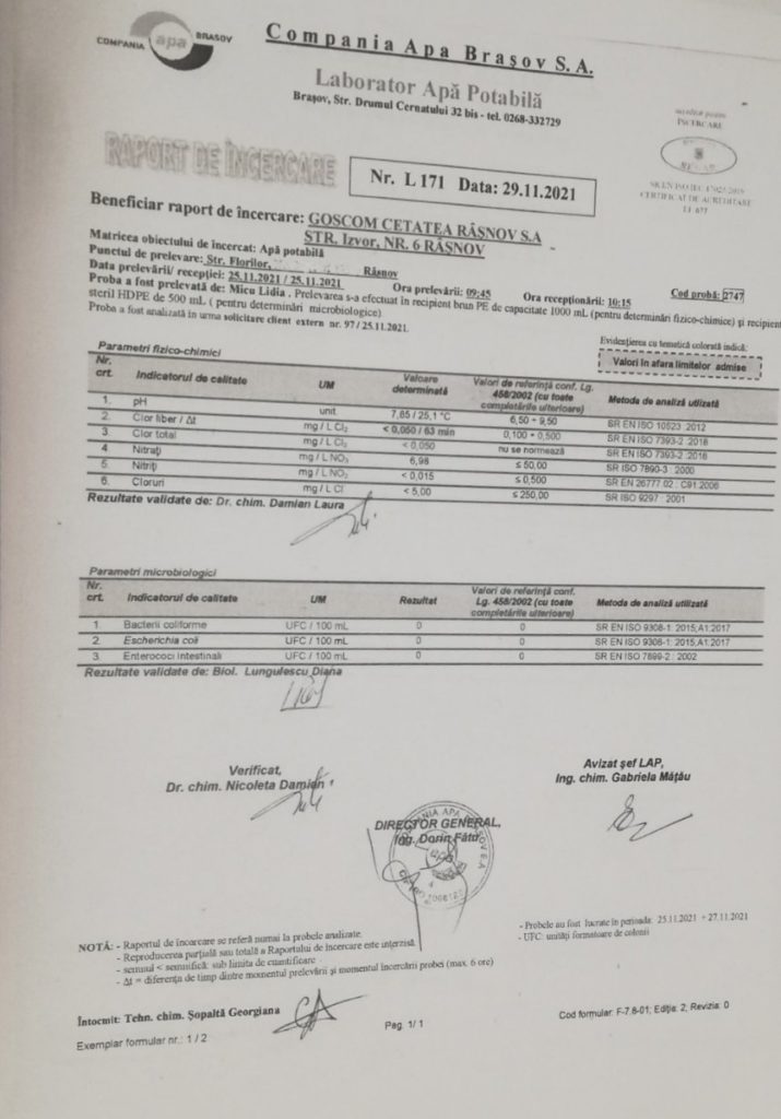 GOSCOM asigură la Râșnov serviciul de alimentare cu apă potabilă fără a ...